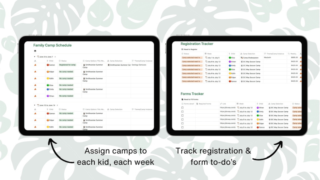 Summer Camp Planner for Parents – Notion Template - Plan. Do. Thrive.