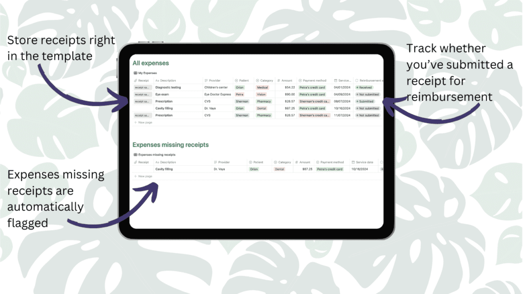 HSA Receipt Tracker – Notion Template - Plan. Do. Thrive.